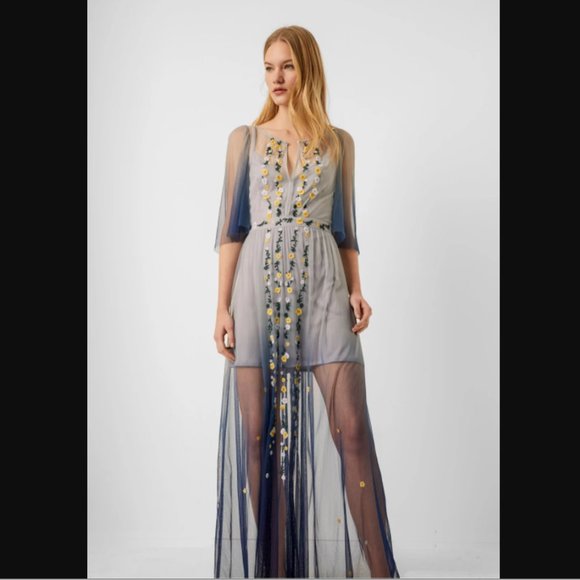 French Connection | Dresses | French Connection Embroidered Ombre Maxi ...